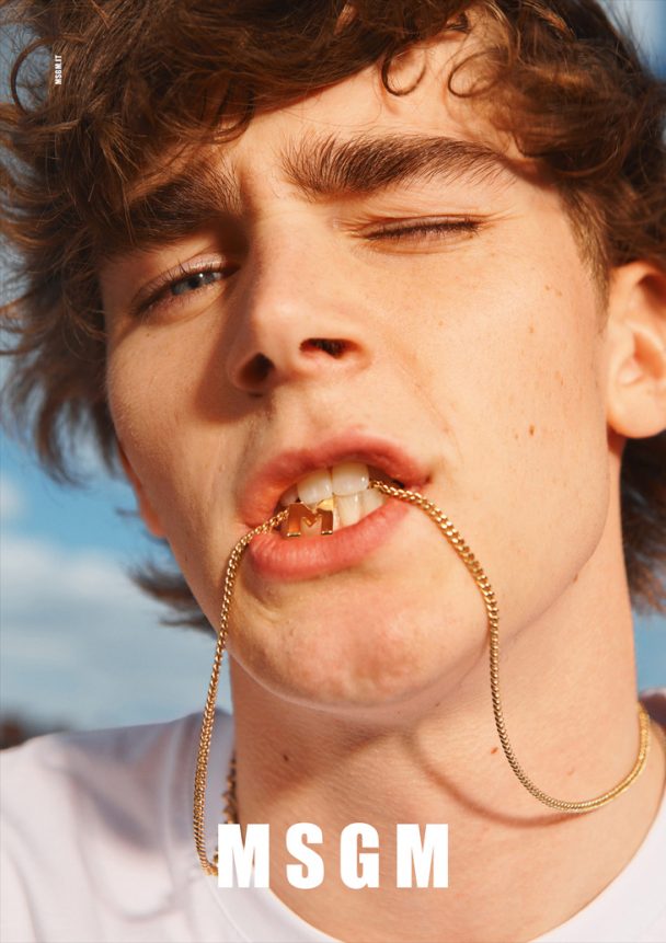 Kirill Astashev, Grace Musase & Mitchell Gorthy Model MSGM FW19