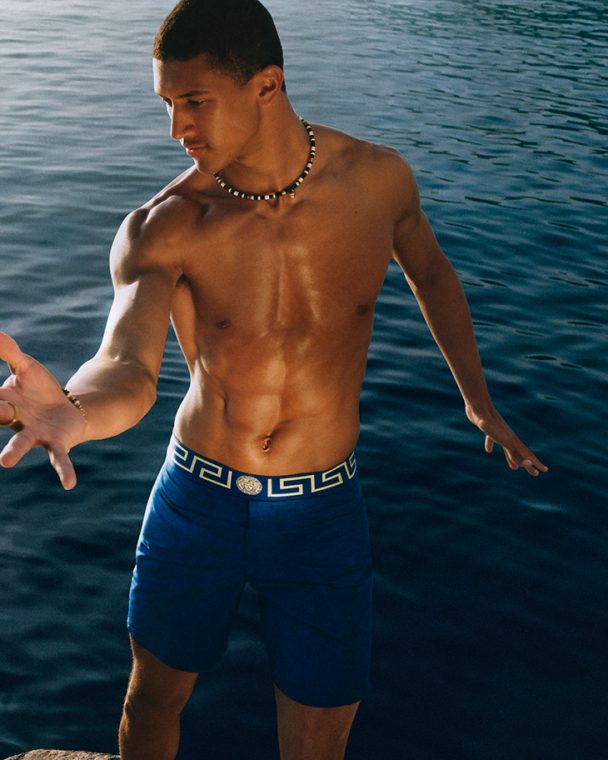 Simone Bricchi, Lucas Barski & Loic Namigandet Model VERSACE