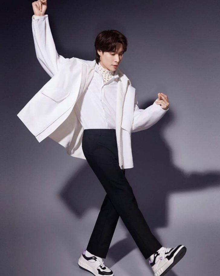 Lay Zhang Models Valentino Garavani One Stud Sneaker