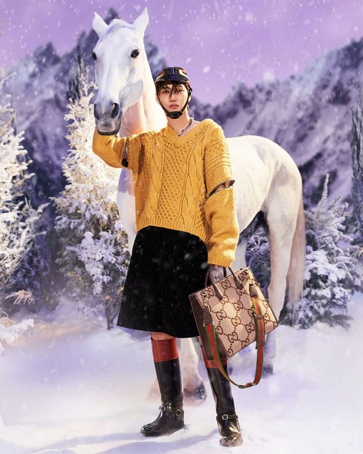 K-pop star KAI Models Key Looks from GUCCI ARIA Collection